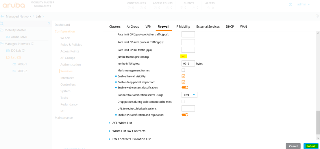 Link aggregation configuration for Aruba Controllers – Solutions Tech Lab