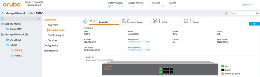 Link aggregation configuration for Aruba Controllers – Solutions Tech Lab